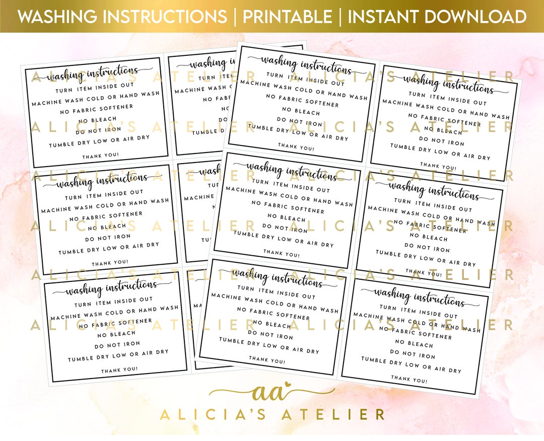 Washing Instructions, Shirt Care Instructions, Printable T-shirt Care ...