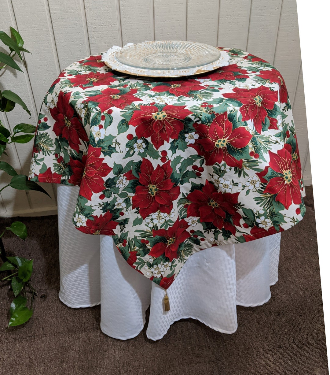 Table Scarf With Red Poinsettias - Etsy