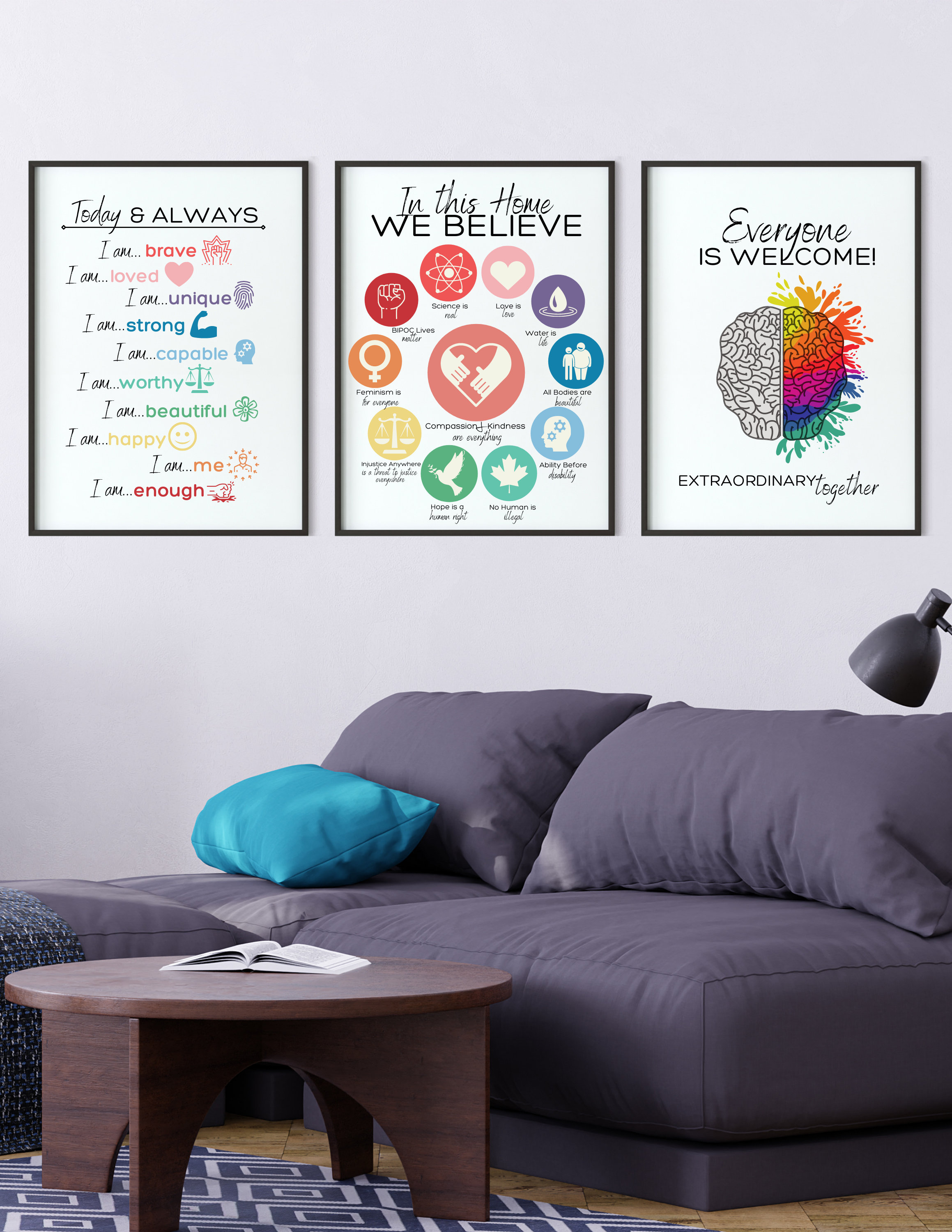 Customizable Equality Wall Art, Canadian/in This Home We Believe Poster ...