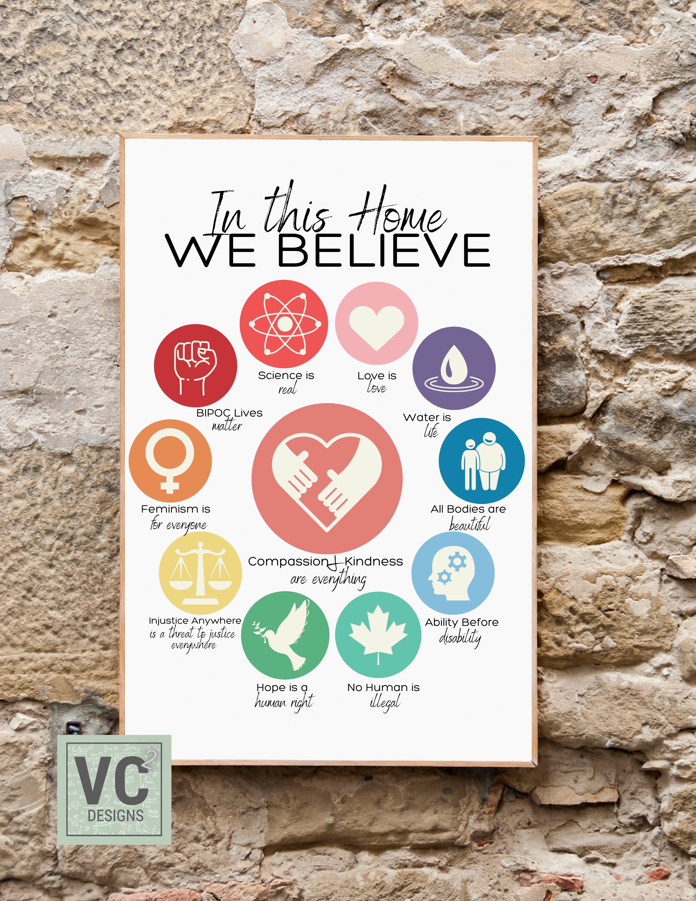Customizable Equality Wall Art, Canadian/in This Home We Believe Poster ...