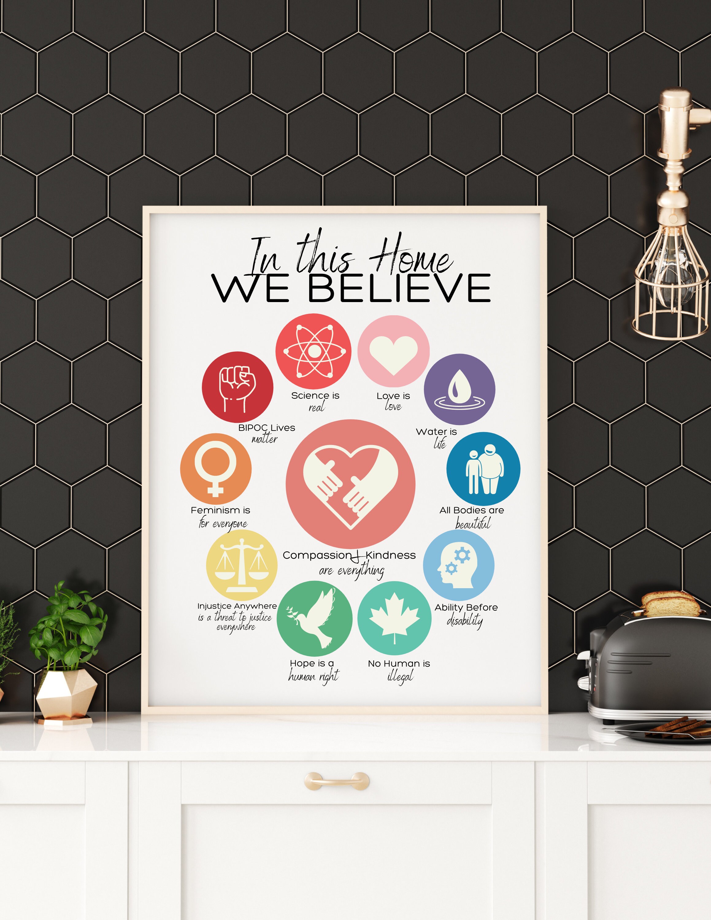 Customizable Equality Wall Art, Canadian/in This Home We Believe Poster ...