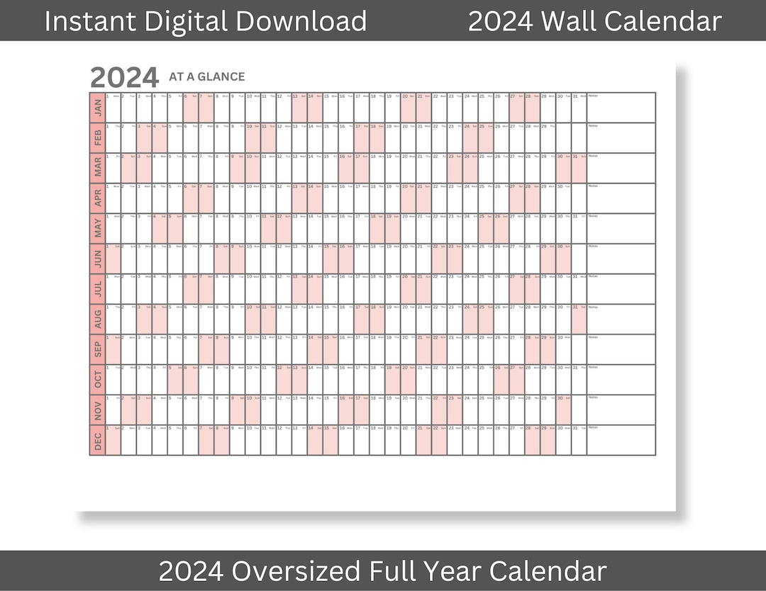 Extra Large Wall Calendar// 2024 Wall Calendar// Yearly Planner Monthly ...