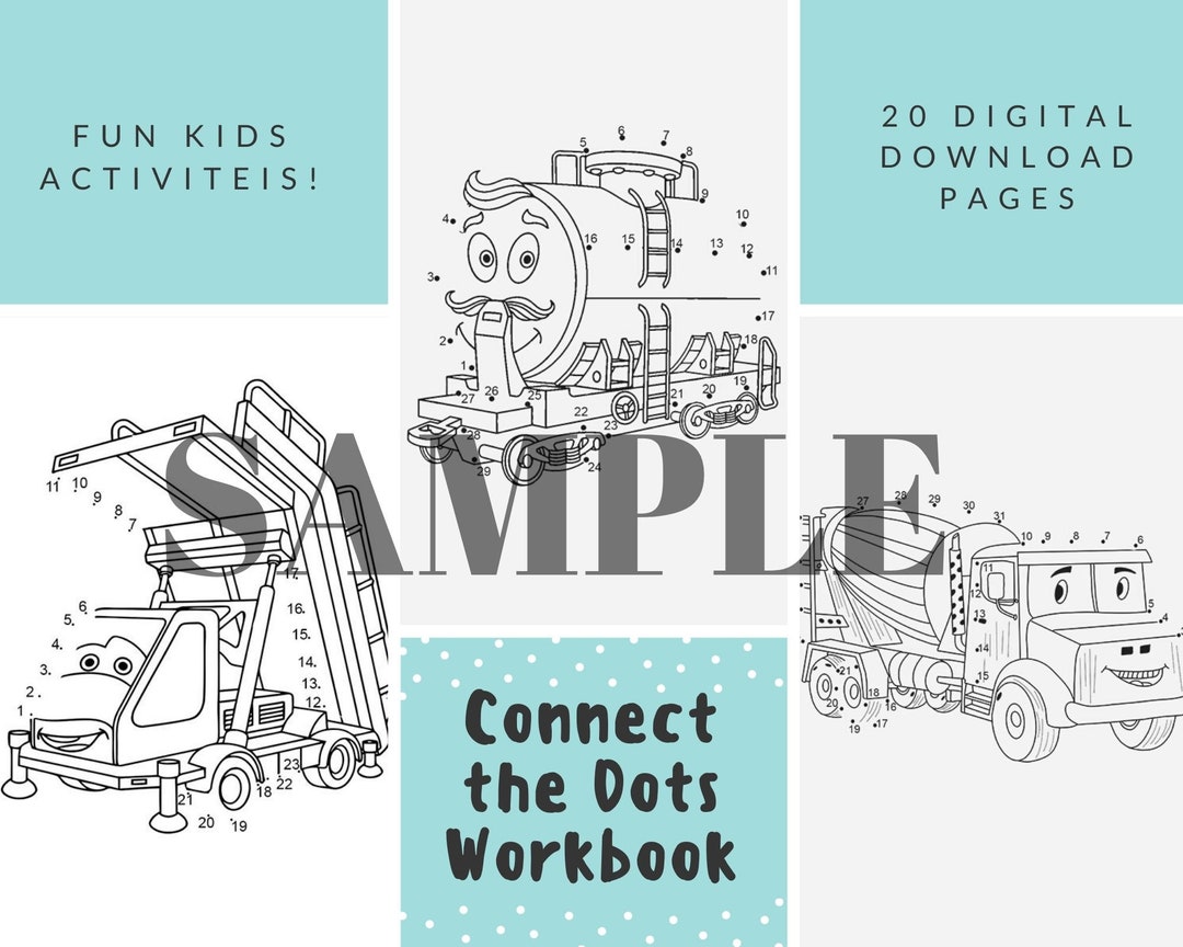 Digital Download Construction Vehicle Connect the Dots Activity Book ...