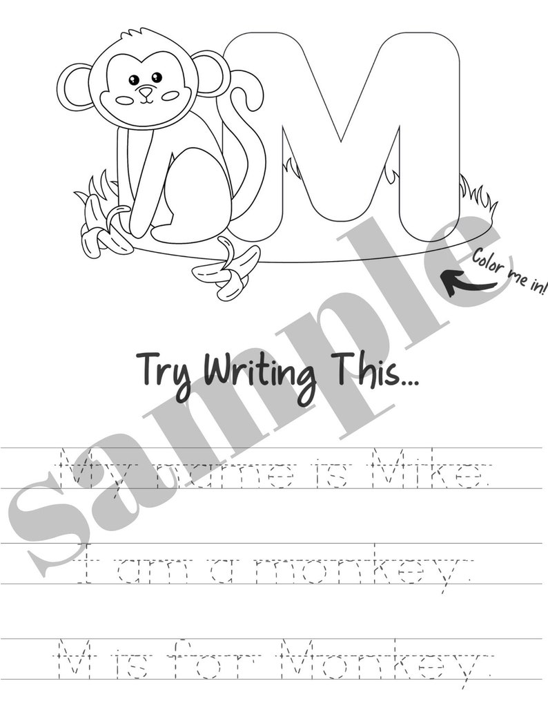 Digital Download Handwriting Practice Sheets Cute Animals - Etsy