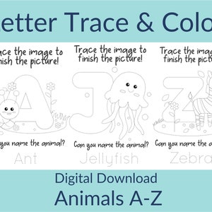 Digital Download Trace and Color Pages Cute Animals - Etsy