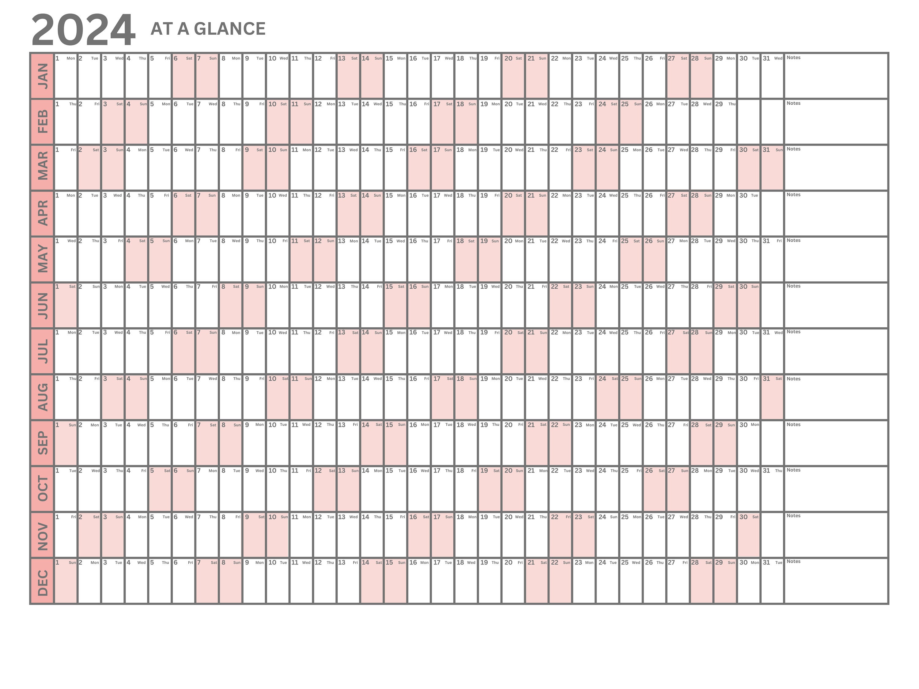 Extra Large Wall Calendar// 2024 Wall Calendar// Yearly Planner Monthly ...