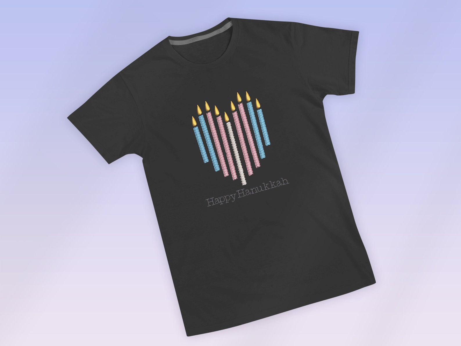 Trans LGBTQ Pride Hanukkah Heart Menorah Machine Embroidery - Etsy