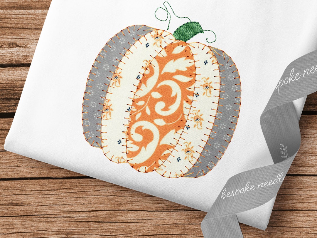 Patchwork Pumpkin Applique Pattern | Fall Design Blanket Stitch ...