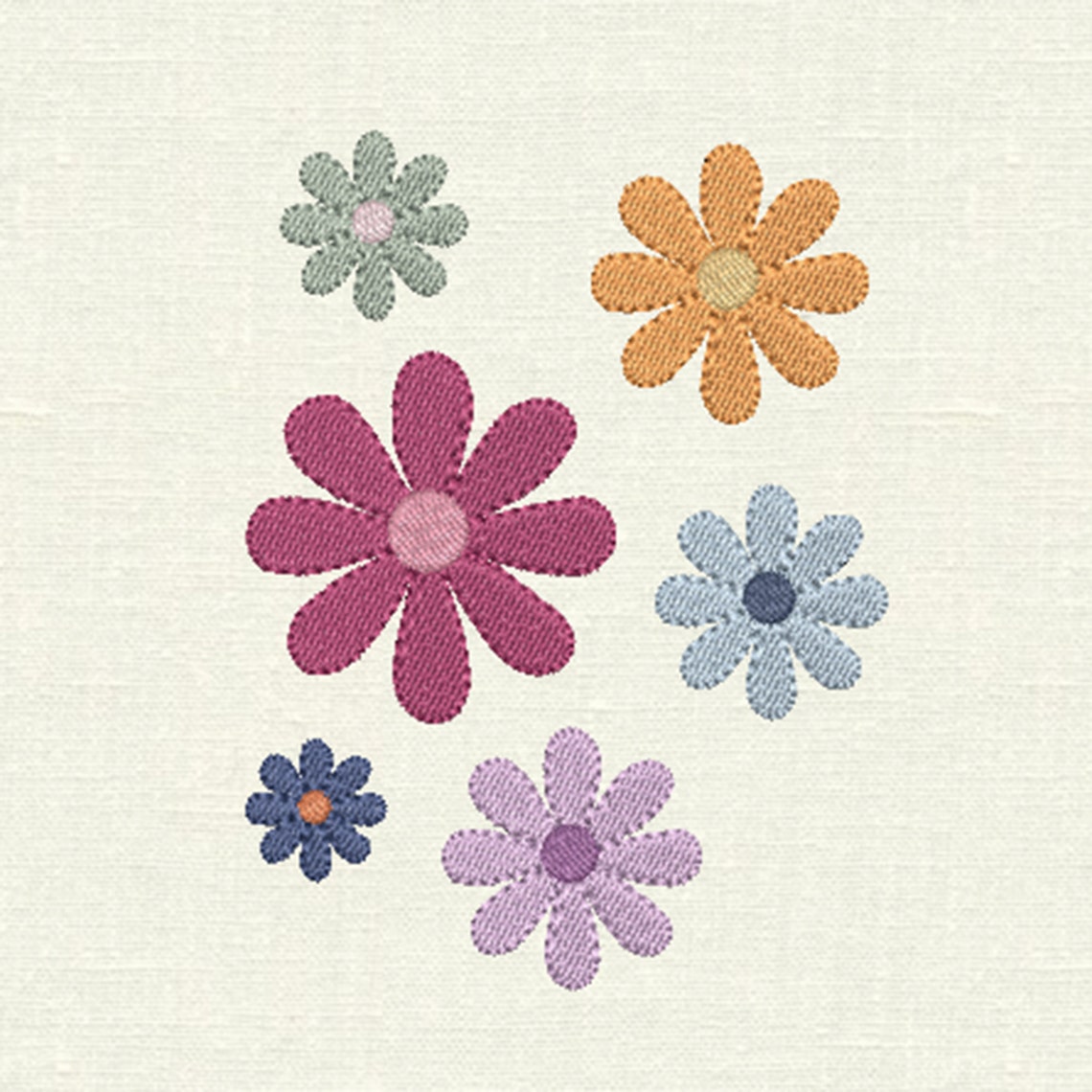 Mini Daisy Flowers Machine Embroidery Pattern 6 Sizes Mini | Etsy