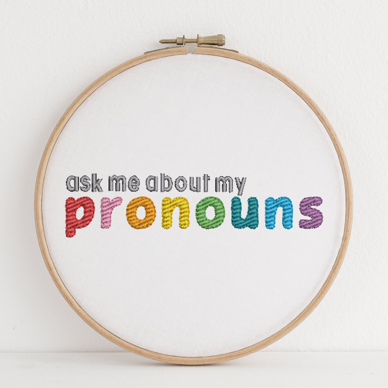 Gender Inclusive Pronouns Embroidery Design Ask Me About My | Etsy