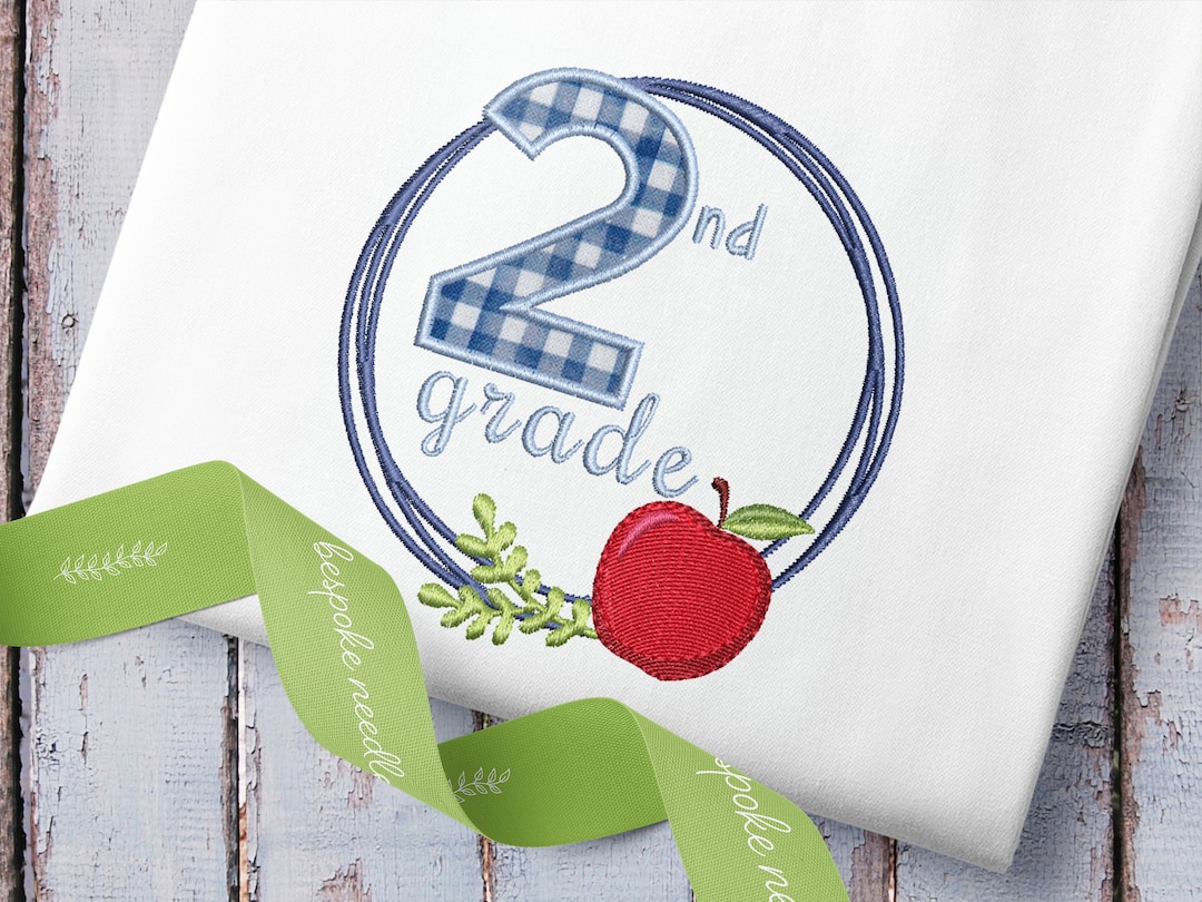 2nd Grade Wreath Machine Embroidery Applique Pattern | Back to School ...