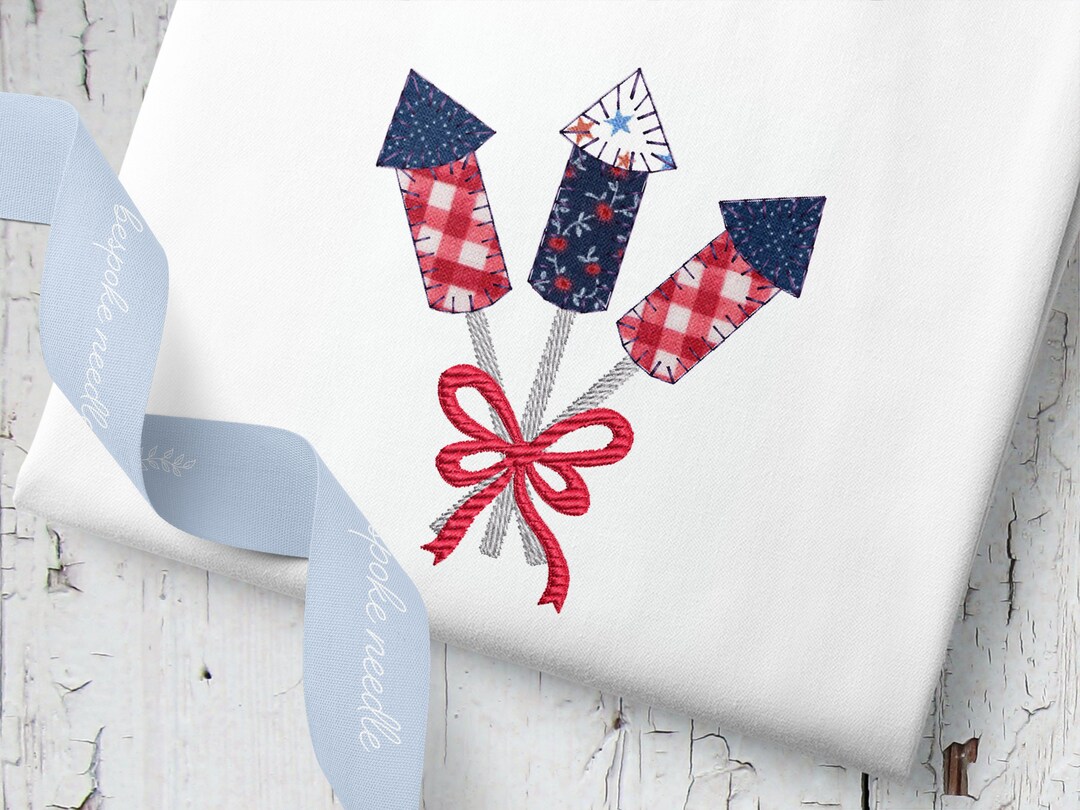 Independence Day | Applique 3-in-a-row Ribboned Dynamite | Patriotic ...