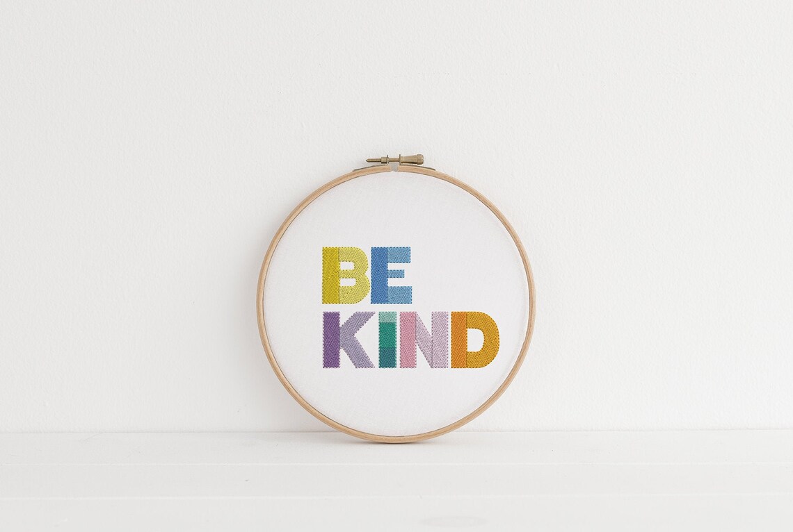 BE KIND Machine Embroidery Pattern Three Sizes Boho Design | Etsy