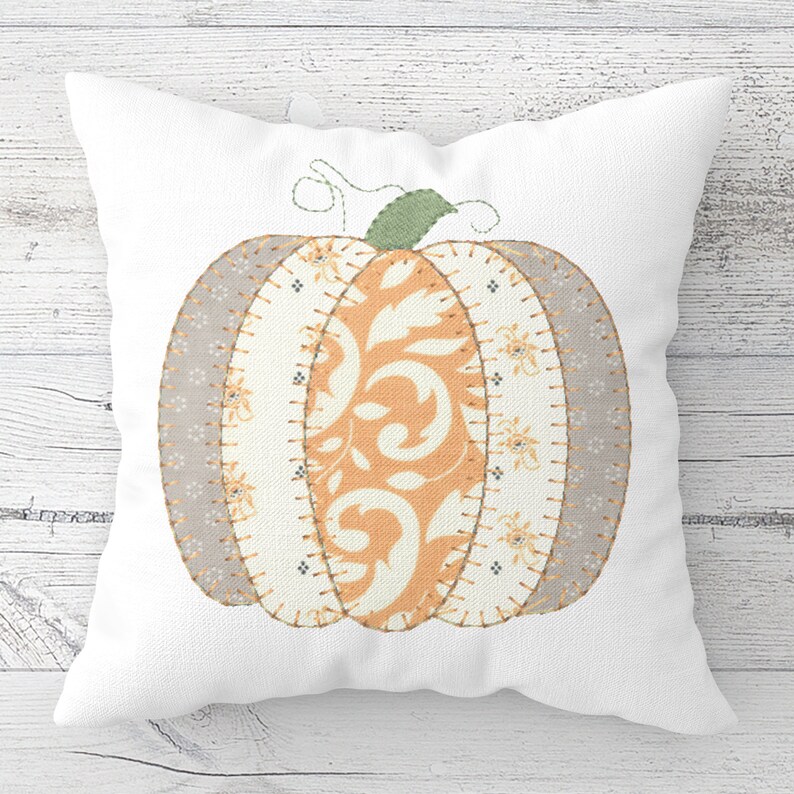 Patchwork Pumpkin Applique Pattern | Fall Design Blanket Stitch ...