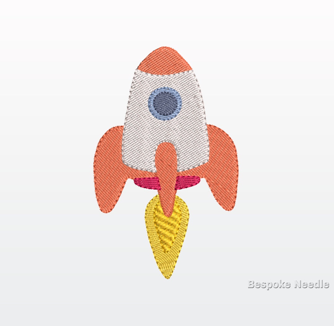 ROCKET SHIP Machine Embroidery File | Vintage Space Ship Design | 3 ...
