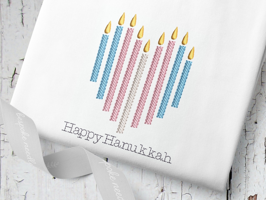 Trans LGBTQ+ Pride Hanukkah Heart Menorah | Machine Embroidery Design ...