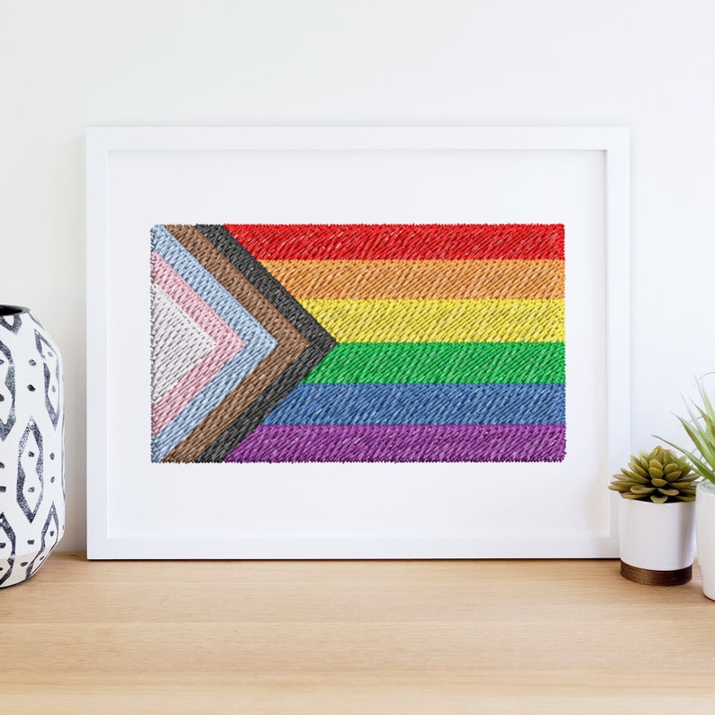 Progress Pride Flag Machine Embroidery Pattern New Inclusive | Etsy