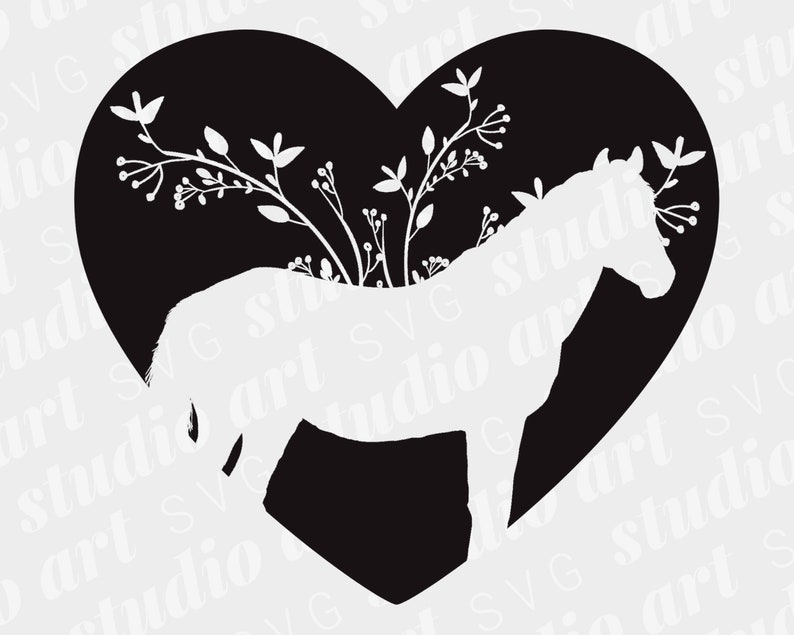 Horse Heart SVG / Horse Svg Png Pdf / Heart Flower Decor / Sticker ...