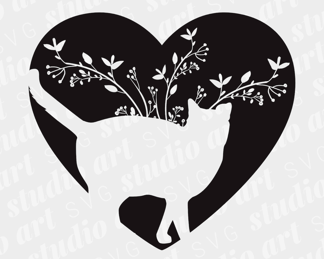 Cat Heart SVG / Kitty Svg Png Pdf / Kitten Heart Decor / Sticker / Cut ...