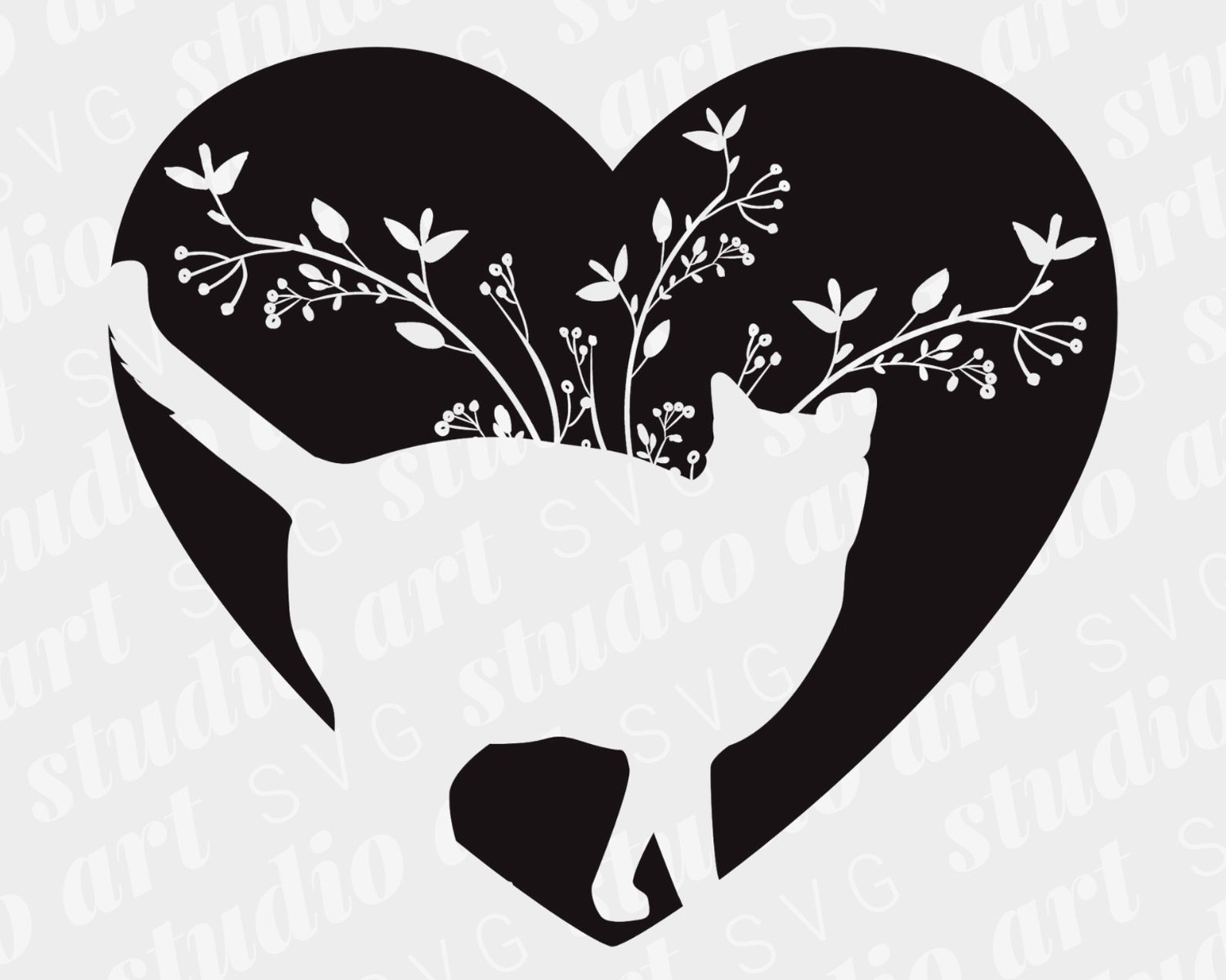 Cat Heart SVG / Kitty Svg Png Pdf / Kitten Heart Decor / Sticker / Cut ...