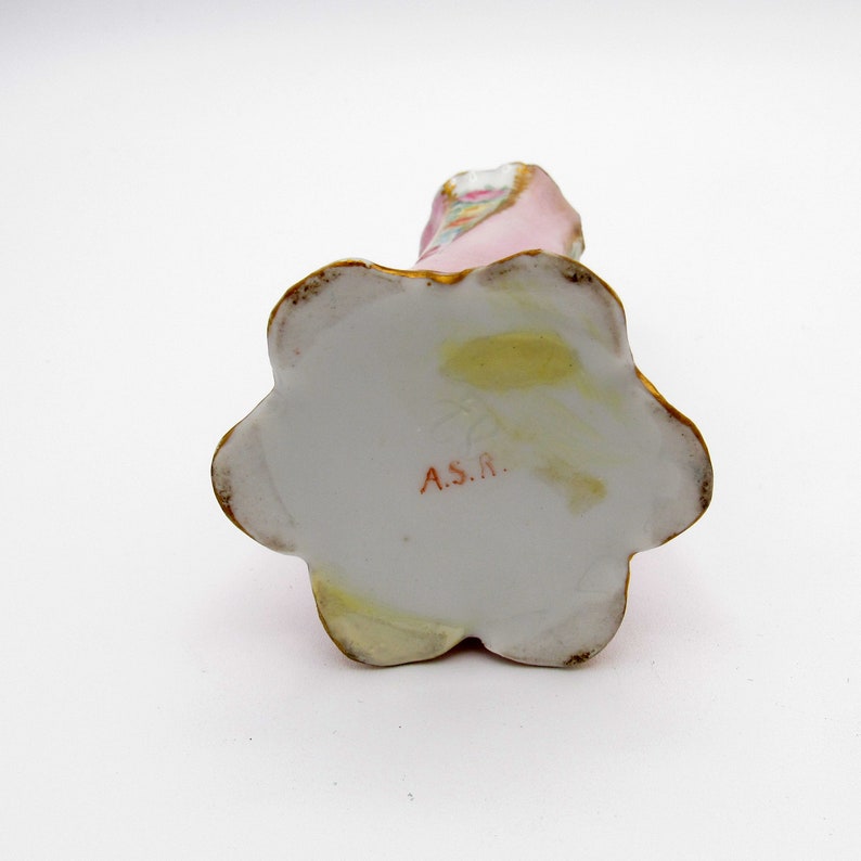 Antique Hand Painted Pink Porcelain Hatpin Hat Pin, Holder With Flowers ...