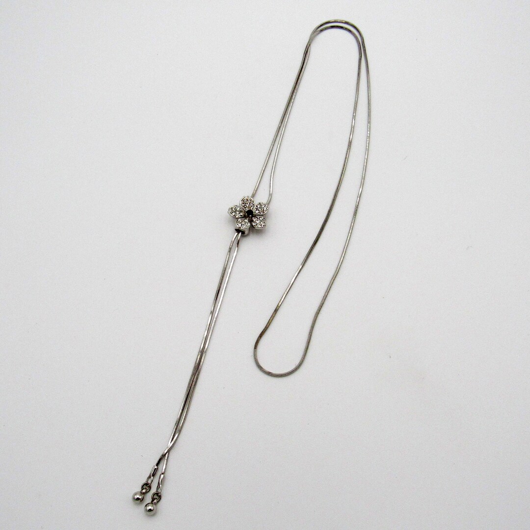 Vintage Silver, Snake Chain Bolero, Rhinestone Flower - Etsy