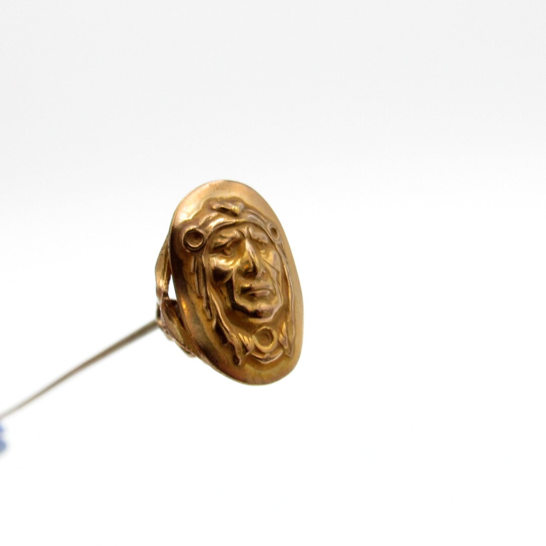 Antique Hatpin Brass Indian Top Hat Pin - Etsy