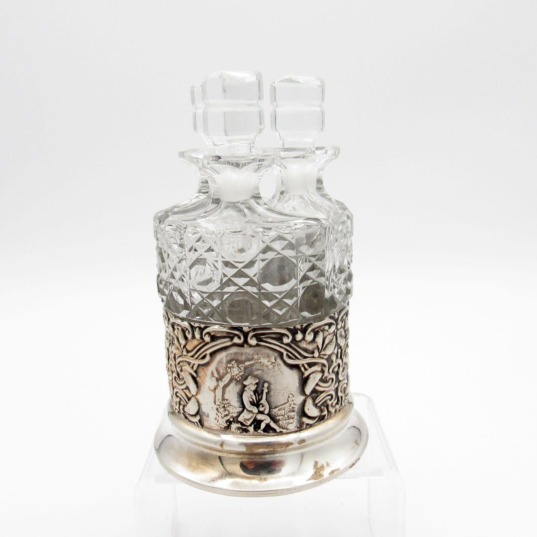 Antique Triple Perfume Set in Sterling Frame, England, Chester, C-1904 ...