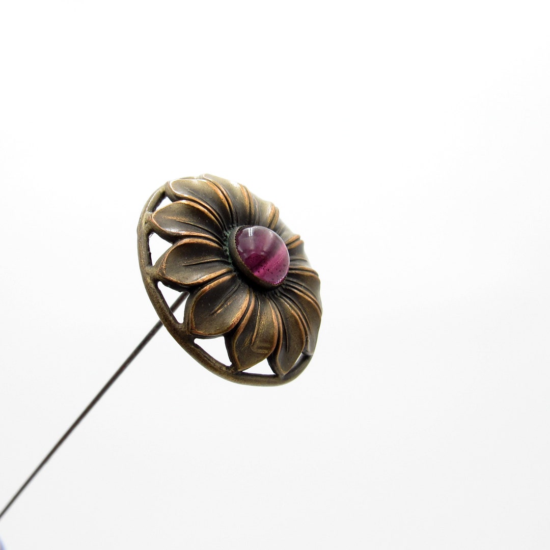 Antique Hatpin Daisy With Purple Cabochon Center Stone, Hat Pin - Etsy