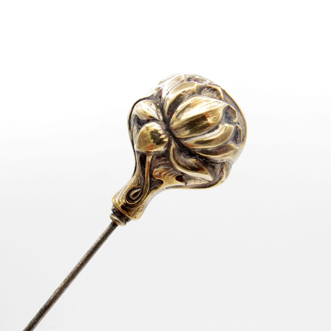 Antique Brass Blown Flower Hat Pin, Hatpin - Etsy