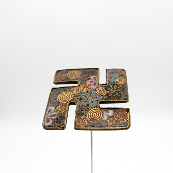Antique Hatpin RARE JAPANESE Enamel Foil Work Good Lu… - Gem