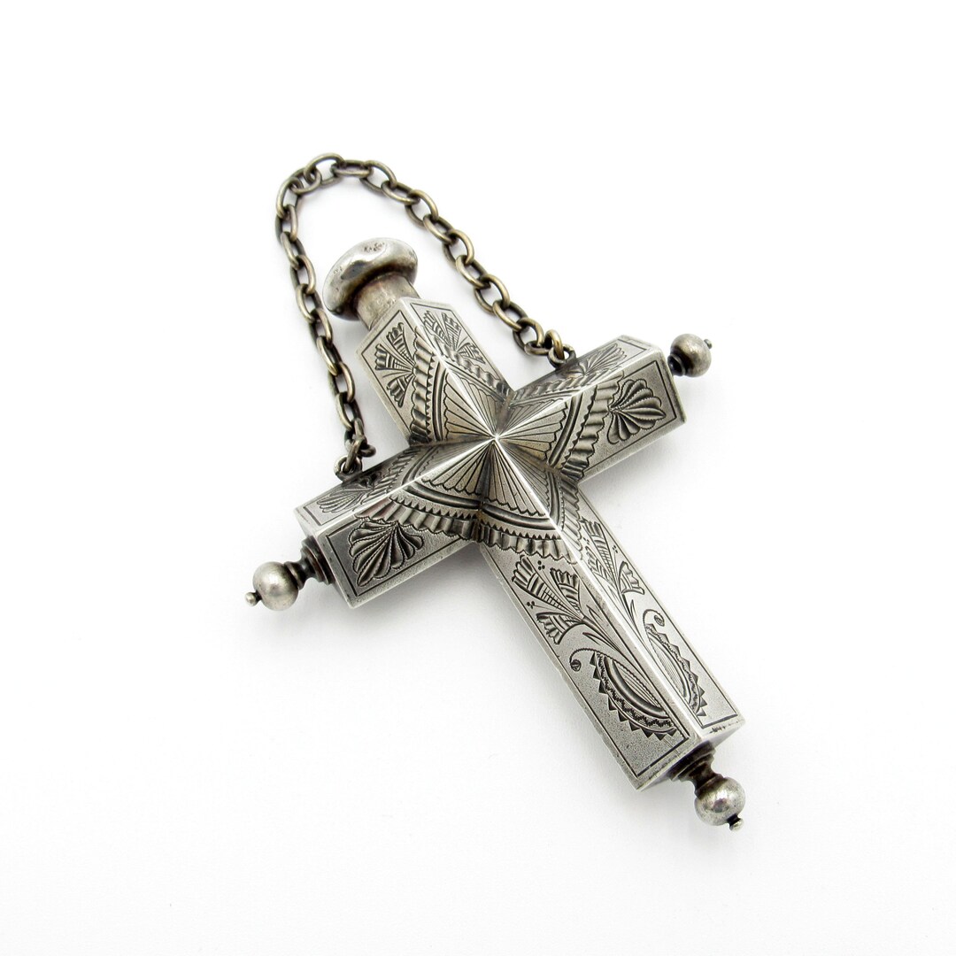 Antique Silver Cross Figure Perfume Scent Bottle - Etsy