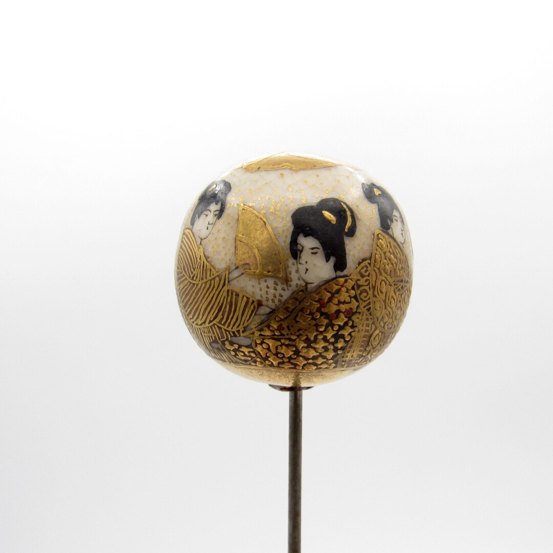 Antique Hatpin Large Ball With 7 Geisha Woman Satsuma Hat Pin - Etsy