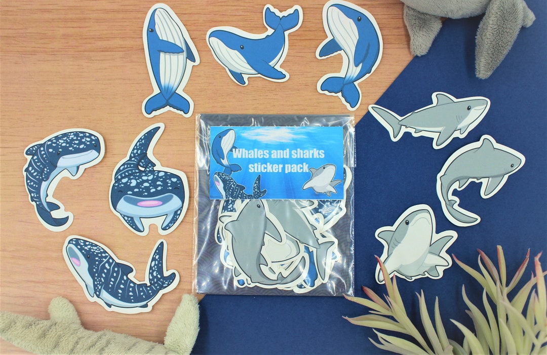 Whales and Sharks Paper Sticker Pack - Etsy Australia