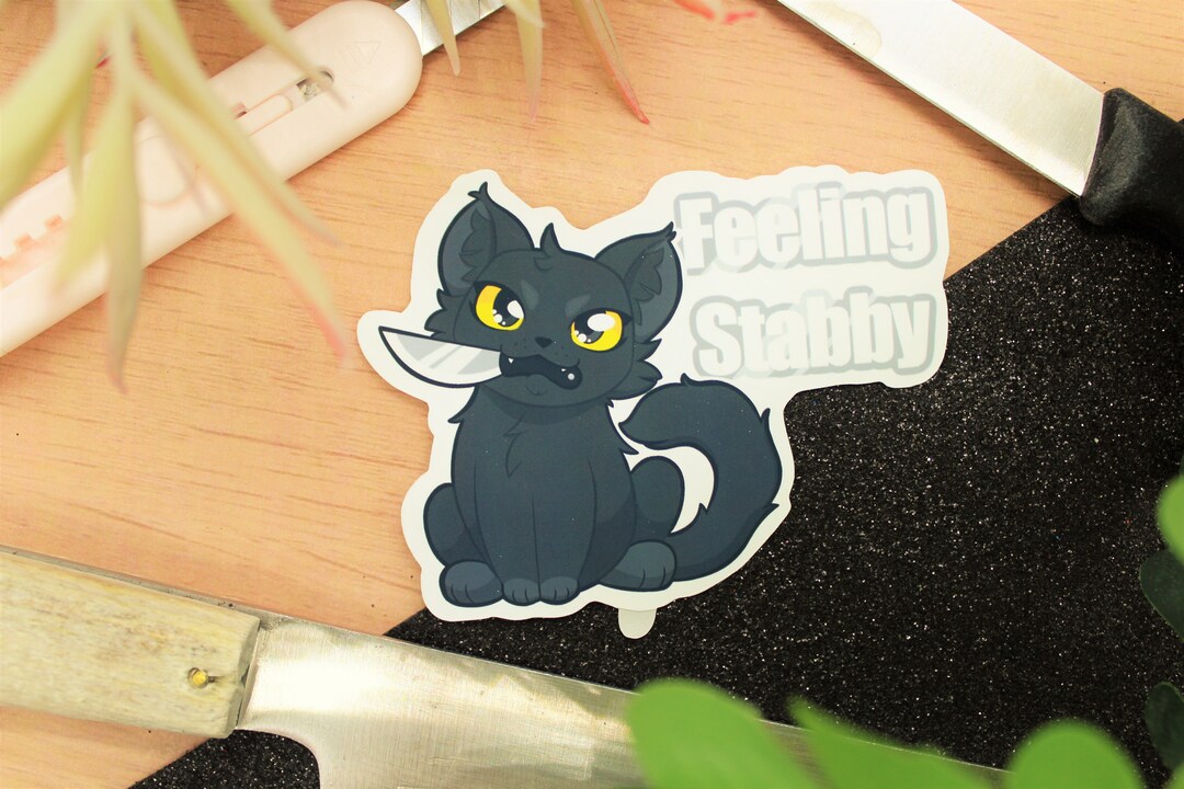 Feeling Stabby Kitty Vinyl Sticker - Etsy