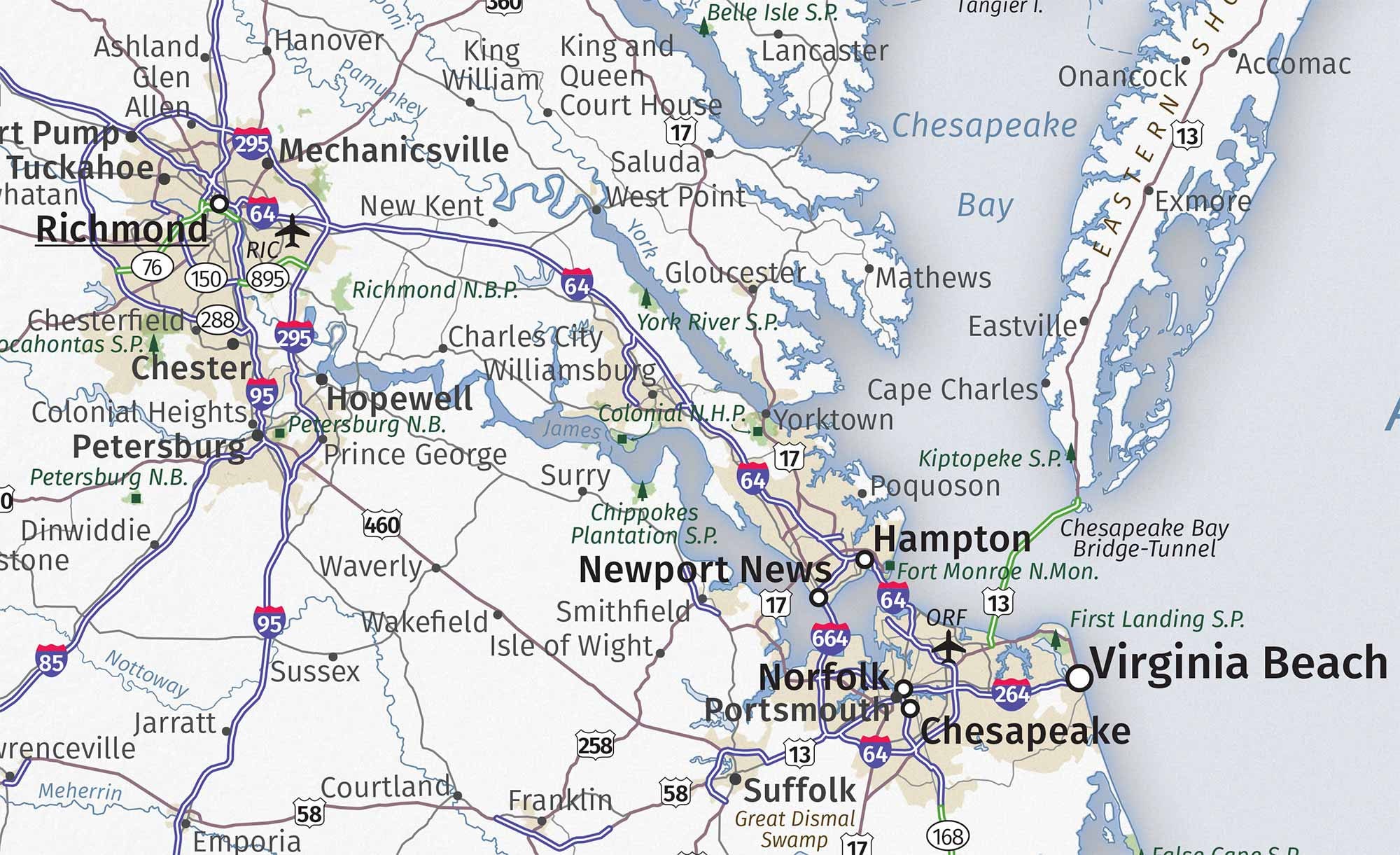 Virginia Reference Map Premium-quality Poster || 24x36, 20x30, 12x18 ...