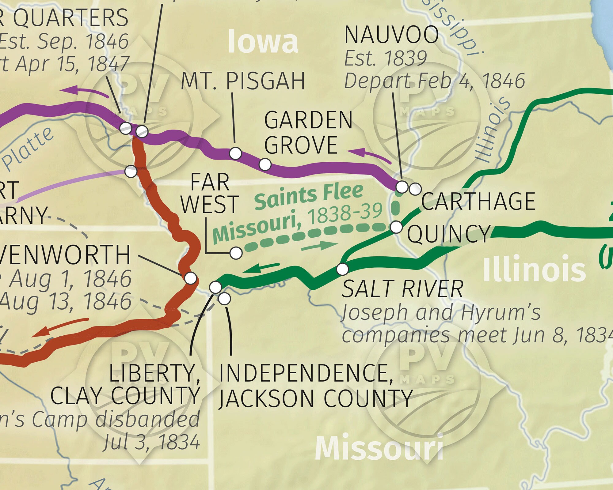 Church History Routes Map | Study Aid | 11x17, 12x18, 20x30, 24x36, A0 ...