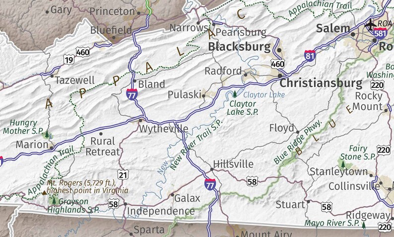 Virginia Reference Map Premium-quality Poster || 24x36, 20x30, 12x18 || Award-winning - Etsy