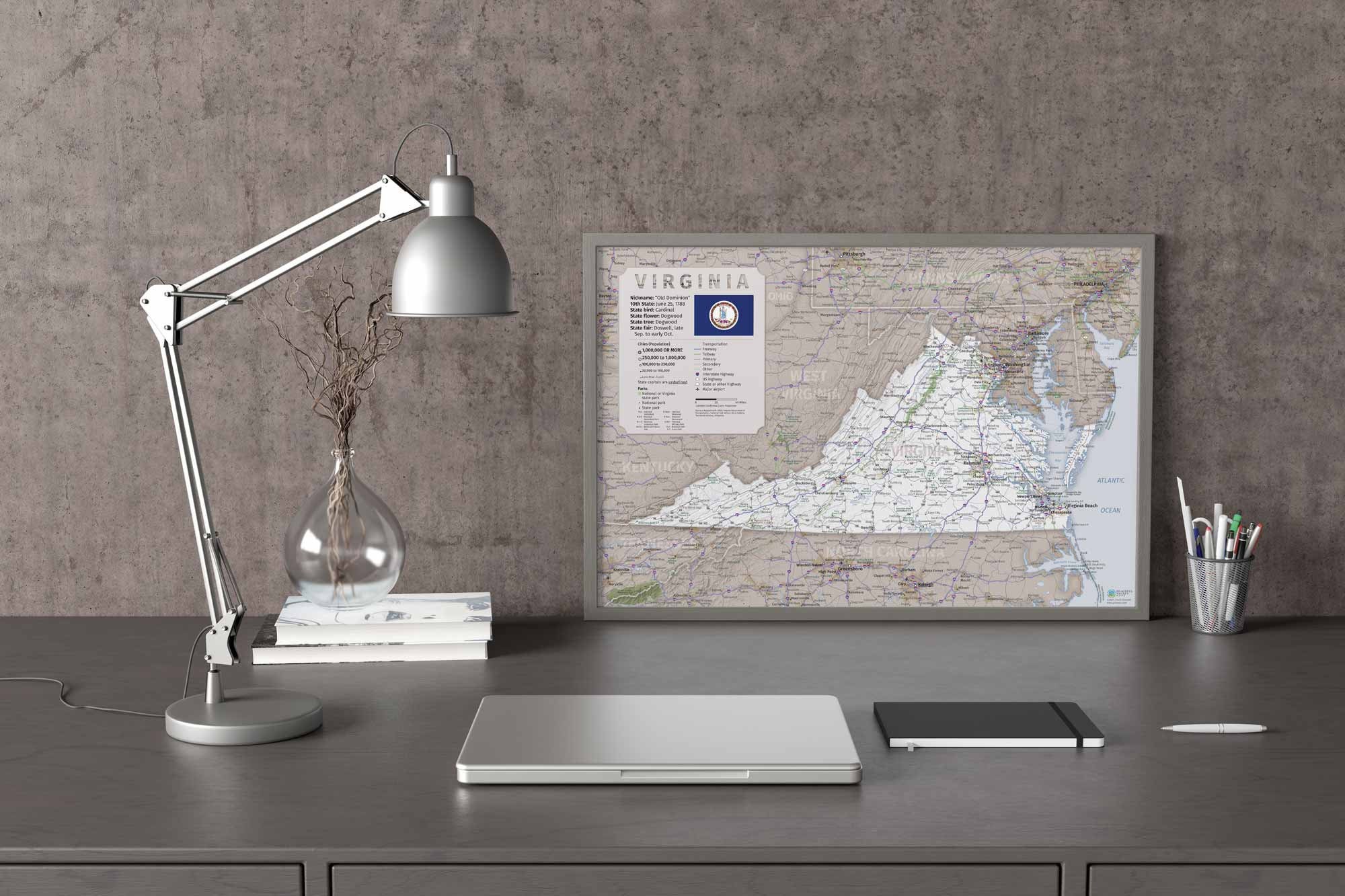 Virginia Reference Map Premium-quality Poster || 24x36, 20x30, 12x18 ...