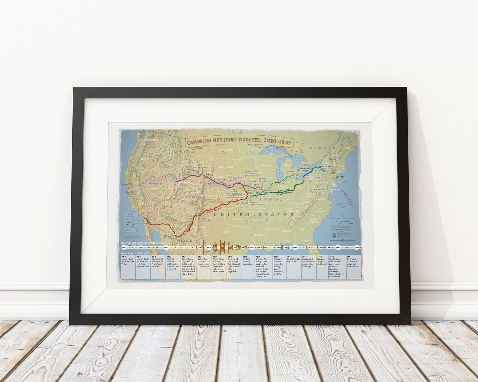 Church History Routes Map | Study Aid | 11x17, 12x18, 20x30, 24x36, A0 ...