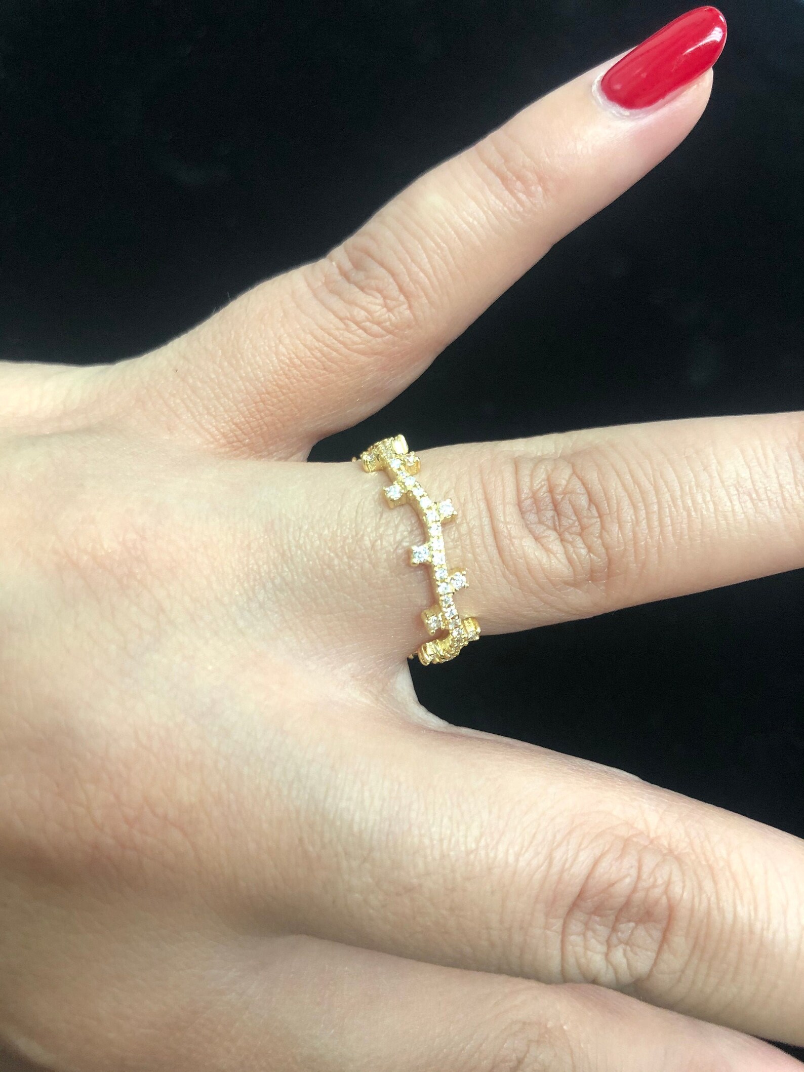 Stackable Yellow Gold 18k and Diamond Ring / Bands / Gift - Etsy