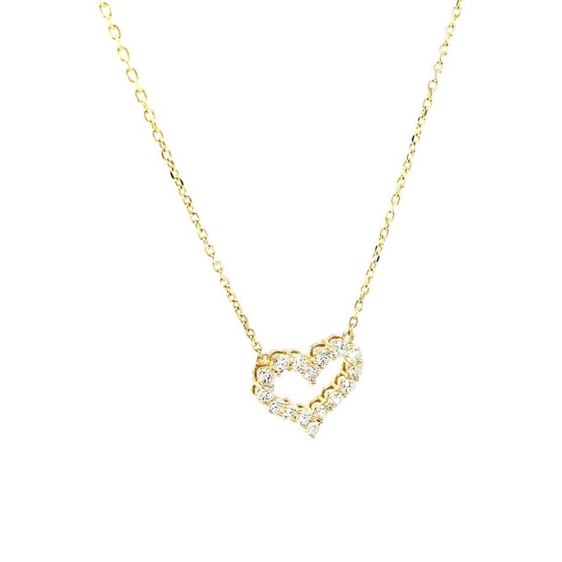1.25ct. 16 Round Lab Diamond Heart Shape Pendant in 14k Yellow Gold - Etsy