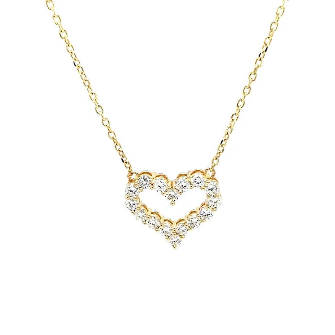 1.25ct. 16 Round Lab Diamond Heart Shape Pendant in 14k Yellow Gold - Etsy