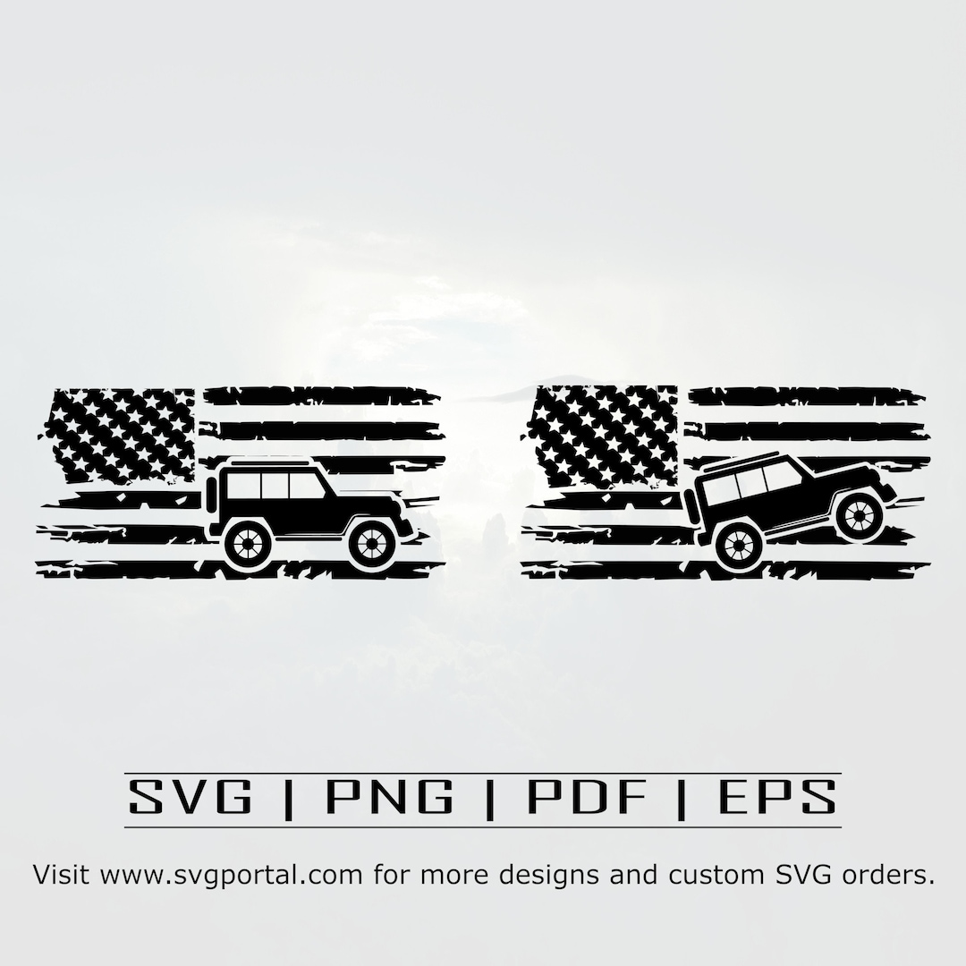 Distressed American Flag Jeep SVG USA Flag Jeep - Etsy