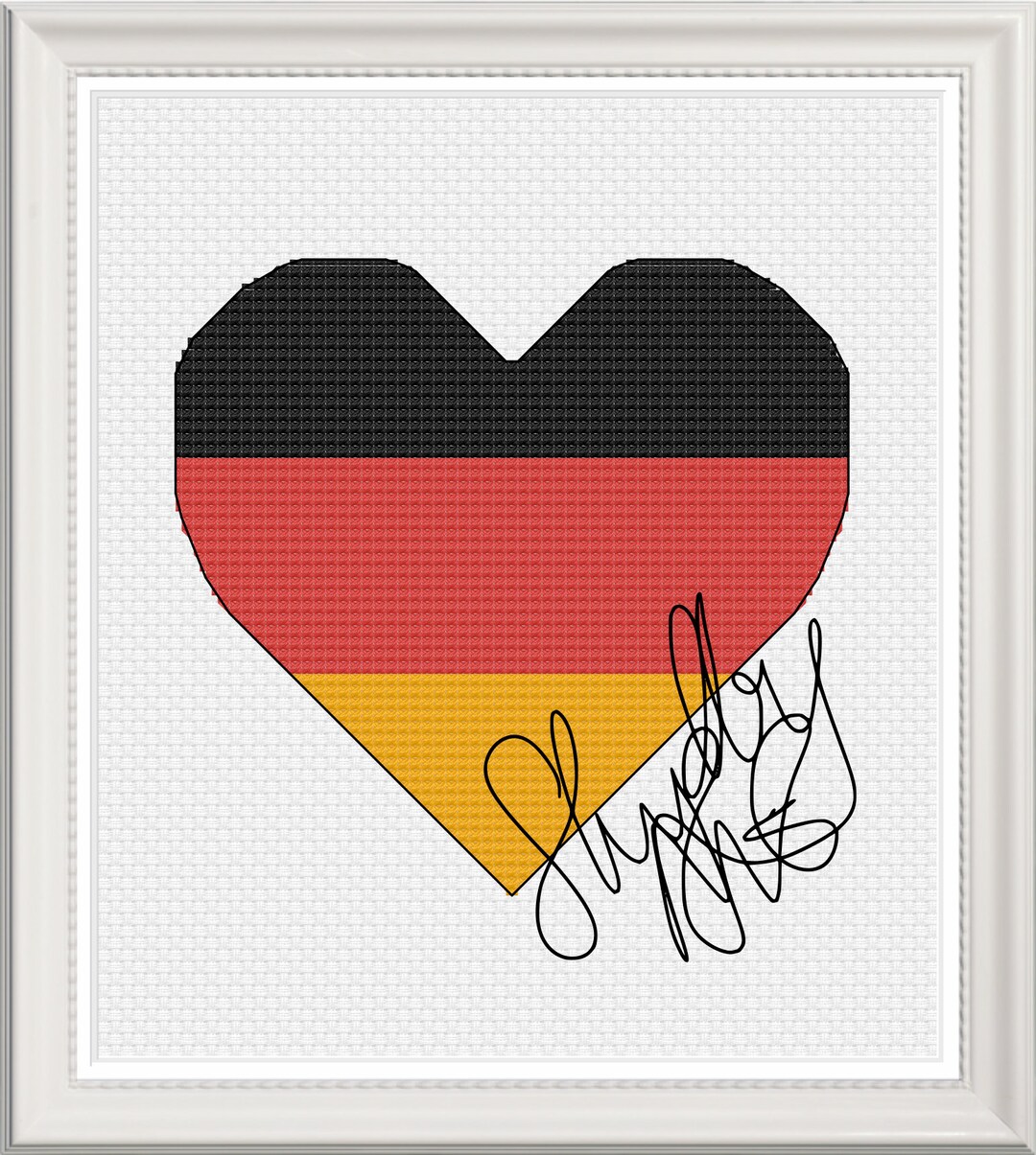 Cross Stitch Pattern Germany Flag Heart Shape With Back Stitch - Etsy