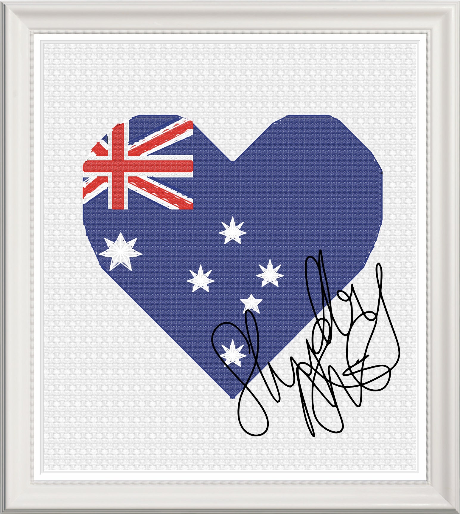 Cross Stitch Pattern Australia Flag Heart Shape With Back - Etsy New ...