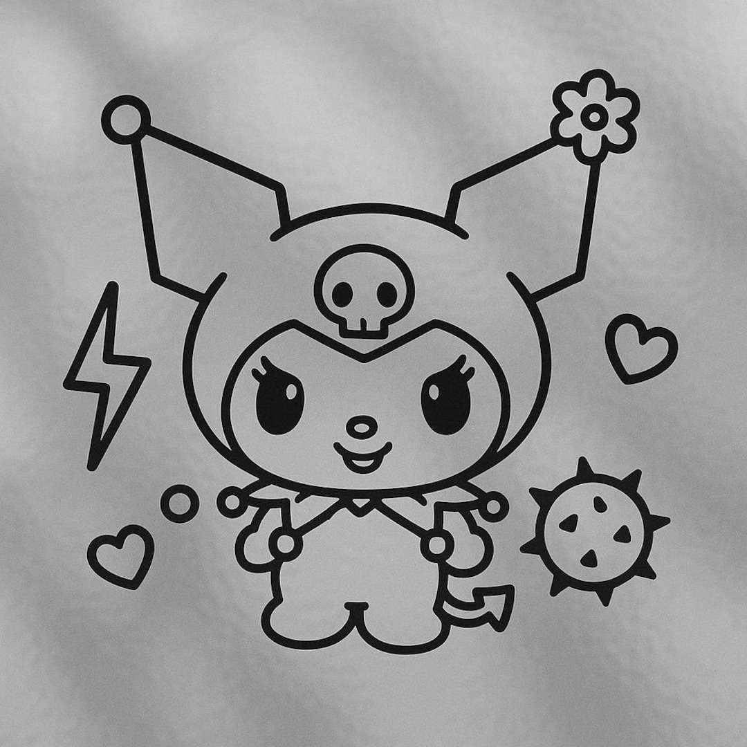Kuromi Mischief Outline Decal | Baddie Bunny Kuromi Sticker | Dark ...
