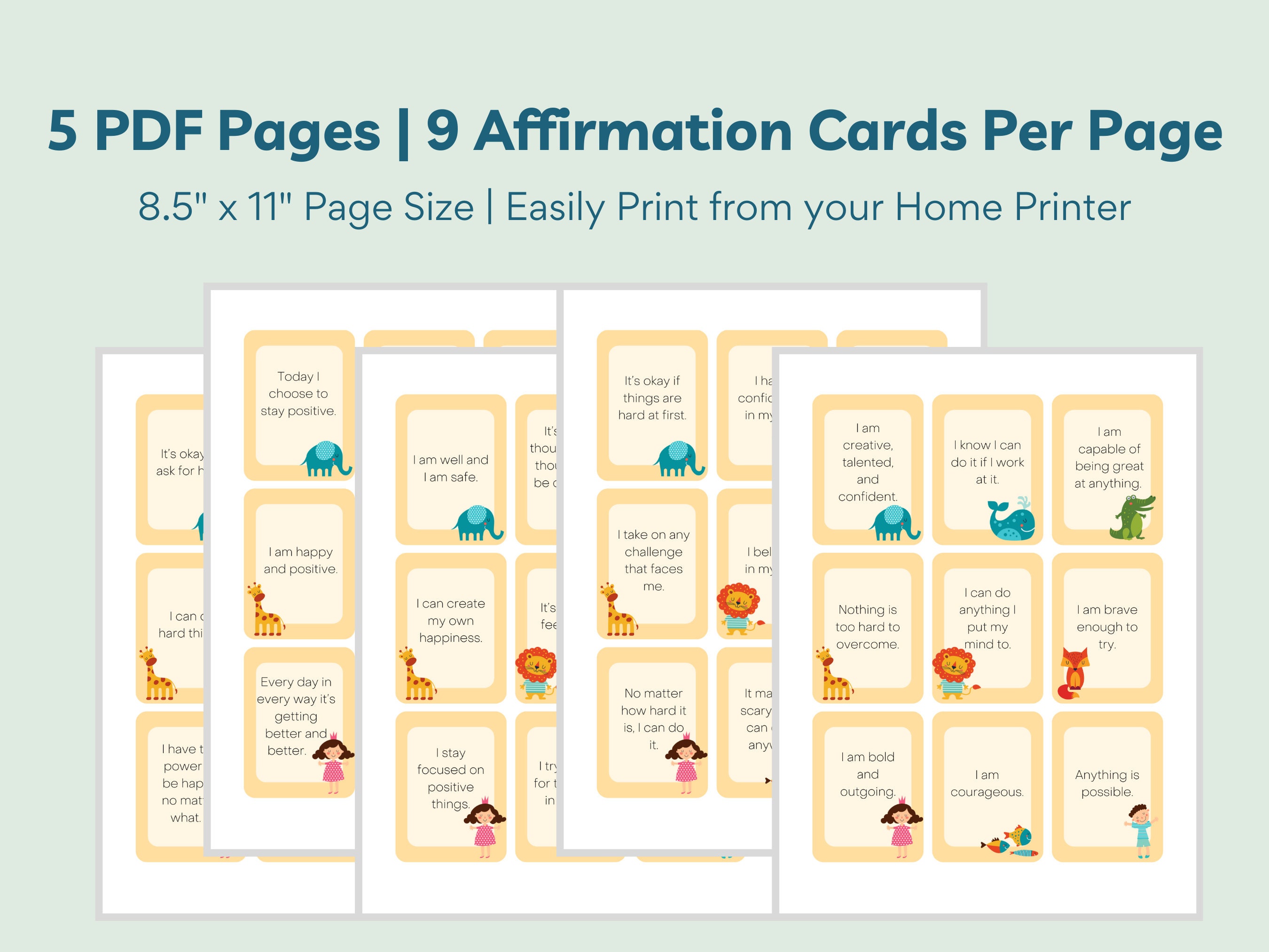 45 Printable Affirmation Cards for Kids for Positivity and - Etsy