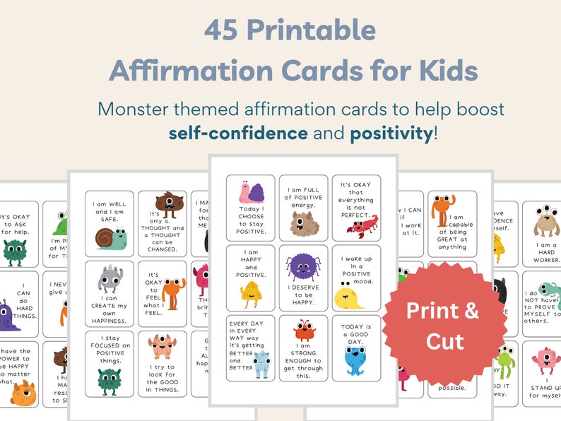 45 Printable Affirmation Cards for Kids | for Positivity and Self ...