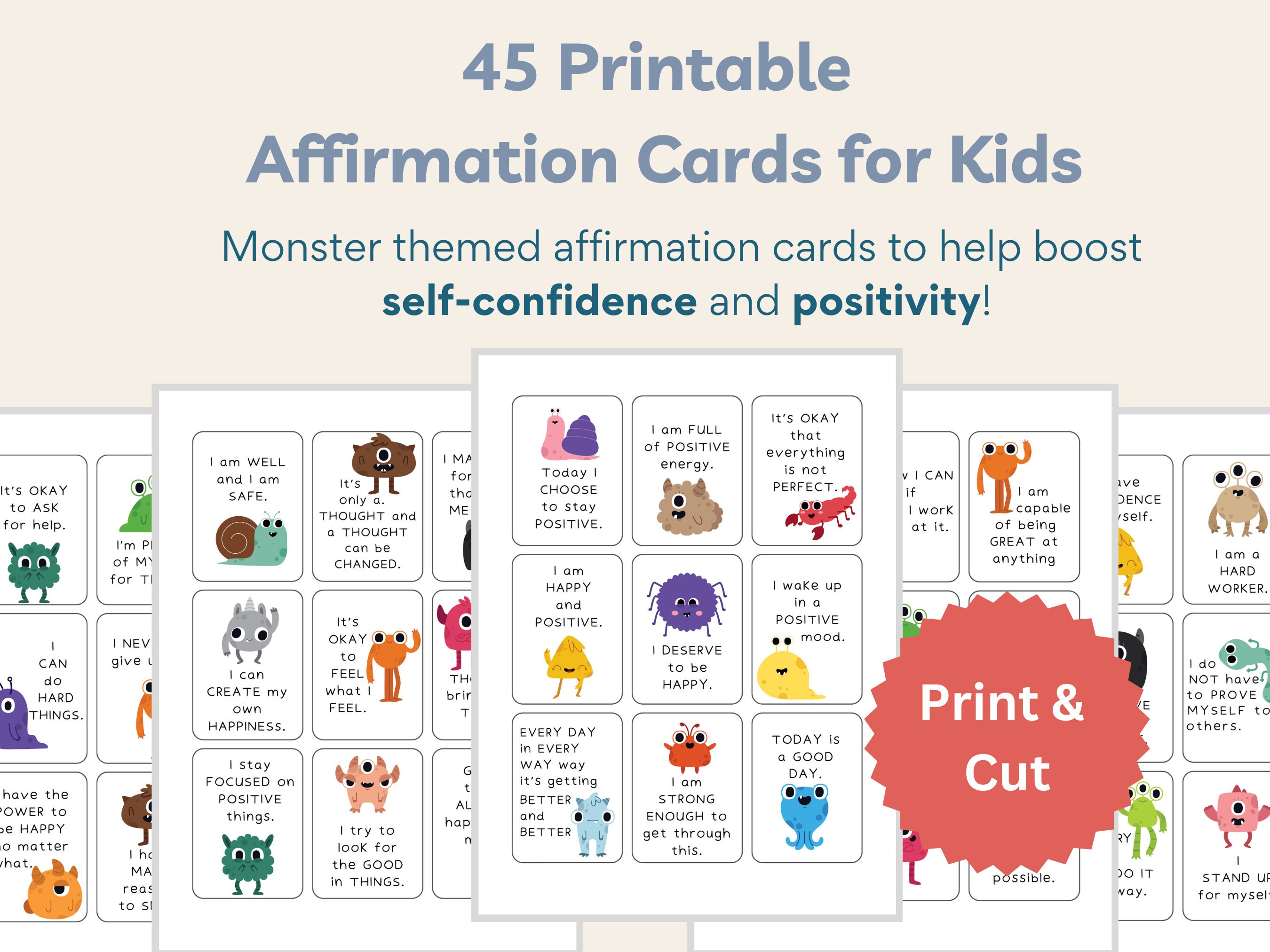 45 Printable Affirmation Cards for Kids | for Positivity and Self ...